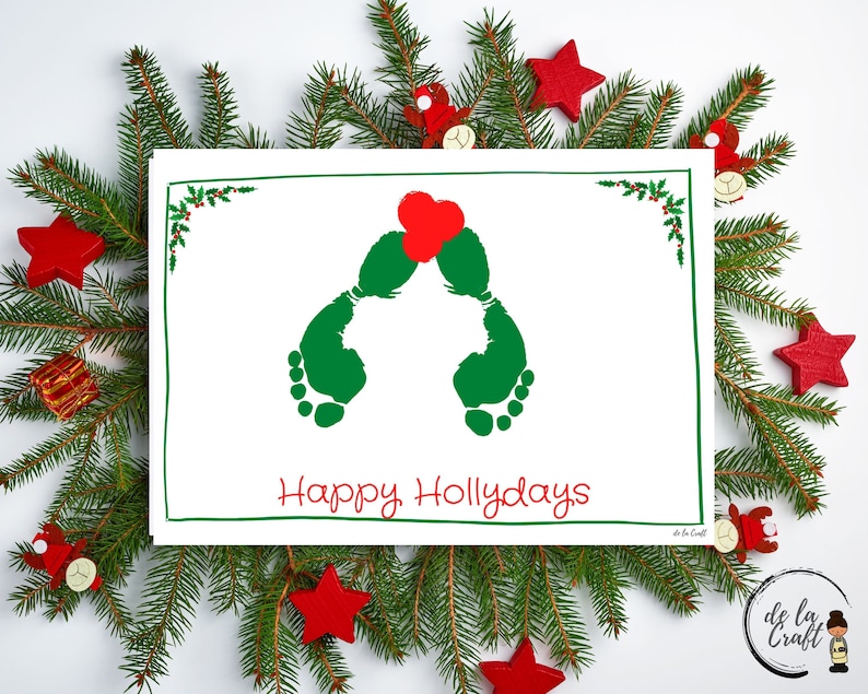 Christmas Handprint Footprint Art Craft Bundle, Printable Christmas ...