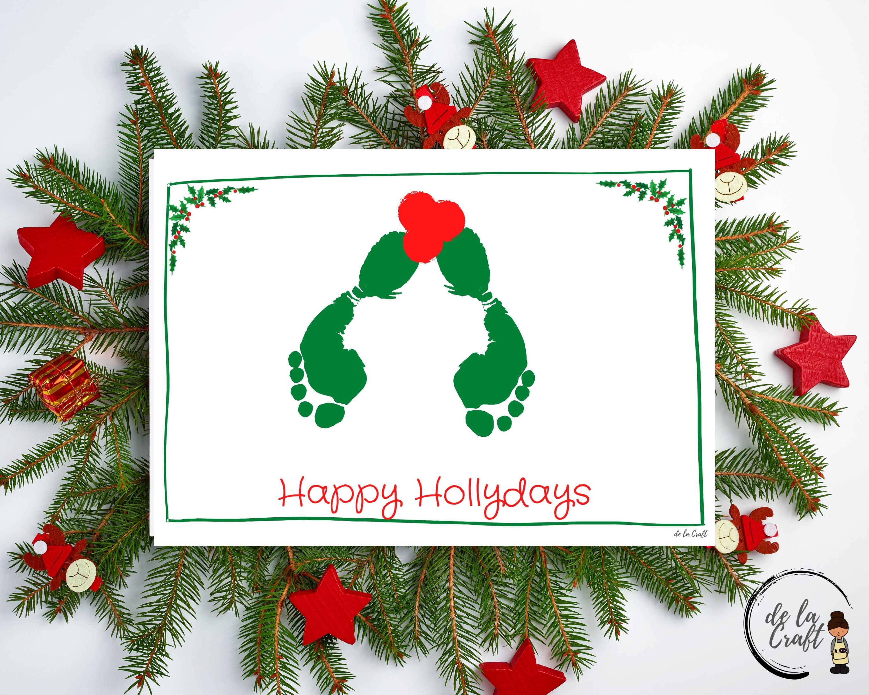 Christmas Handprint Footprint Art Craft Bundle, Printable Christmas ...