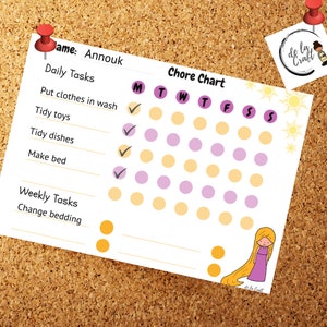 Editable Princess Chore Chart Fillable Chore Chart Tracker - Etsy