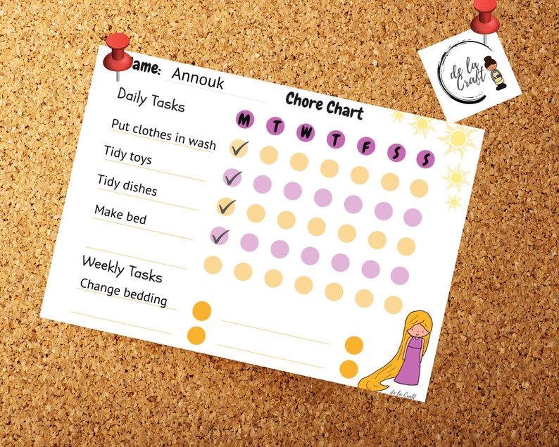 Editable Princess Chore Chart Fillable Chore Chart Tracker - Etsy