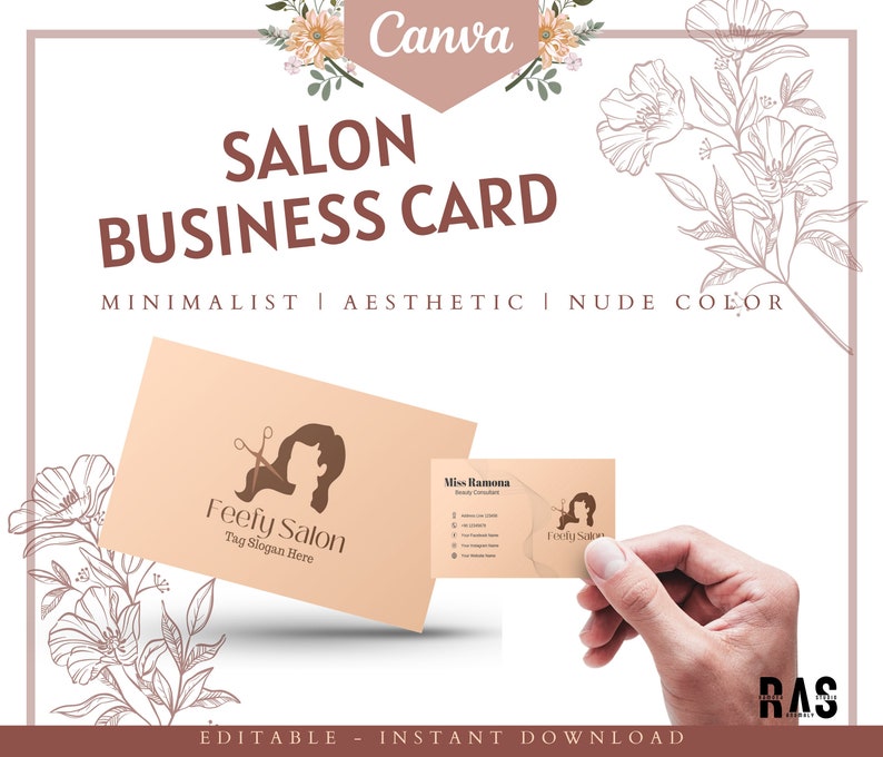 MINIMALIST Salon Business Card | Aesthetic Salon Business Card ...