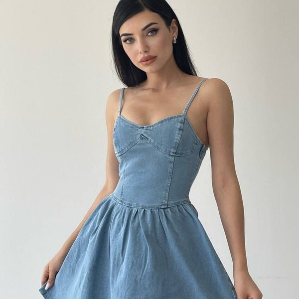 Short Jean Dress - Etsy