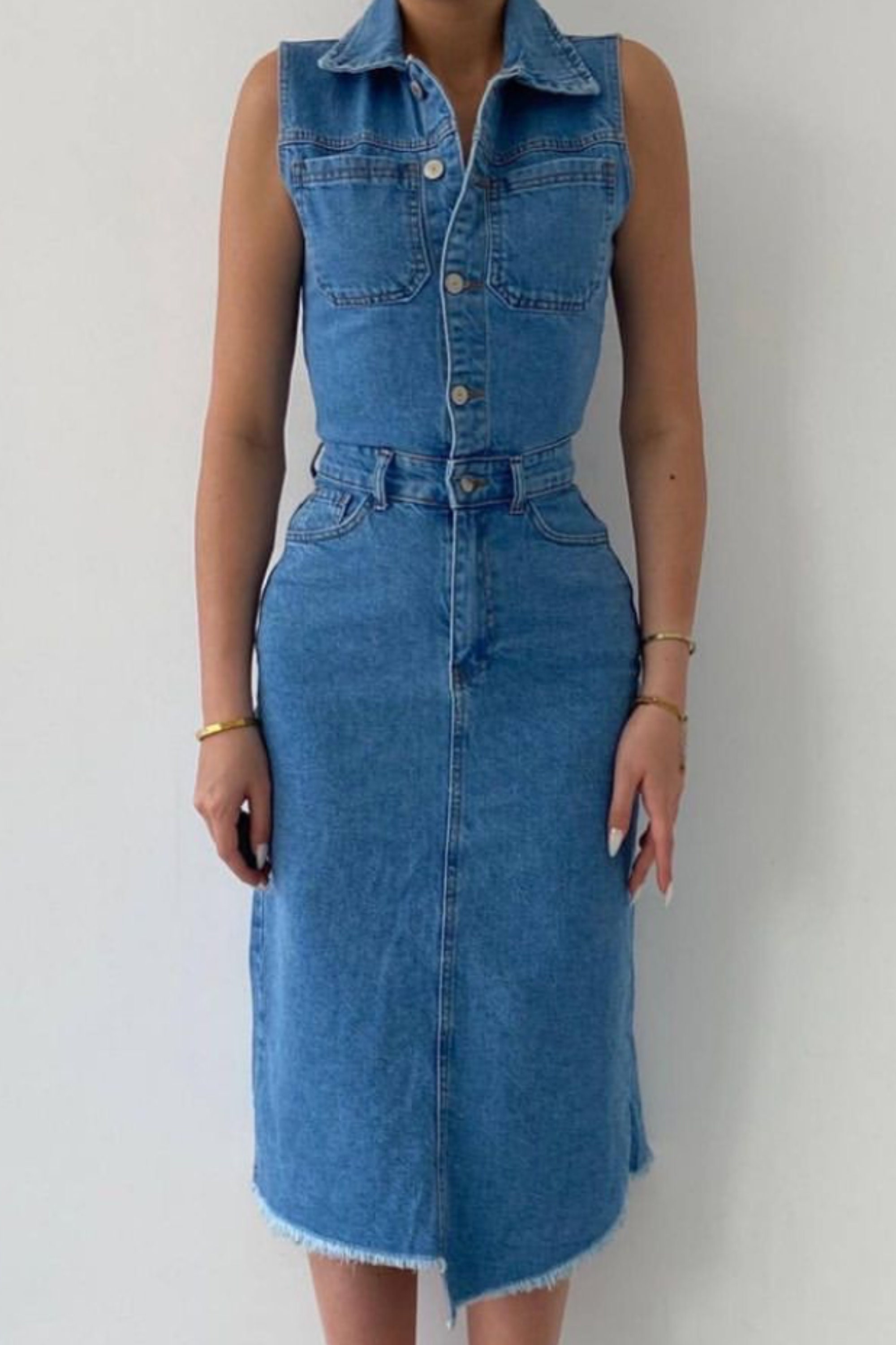 Short Denim Dress With Straps Retro Denim Dress Blue Jean Dress Denim ...
