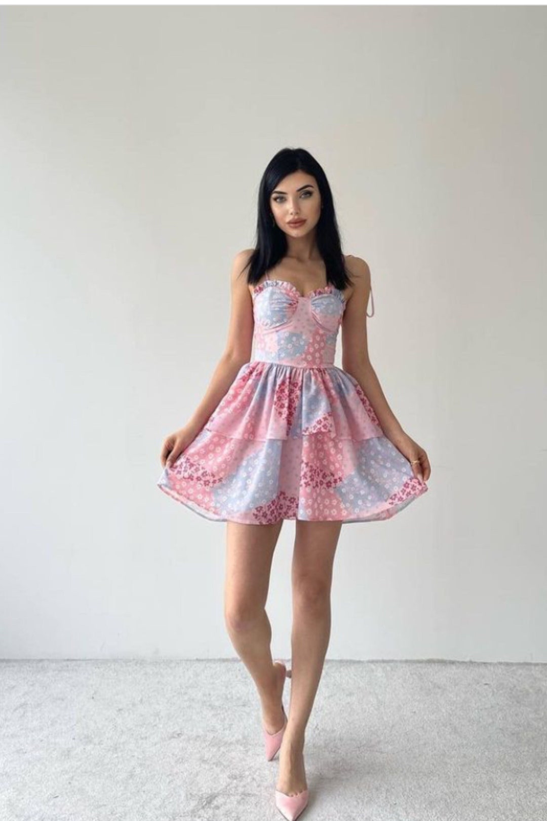 Floral Mini Dress, Cottagecore Dress, Summer Corset Dress - Etsy