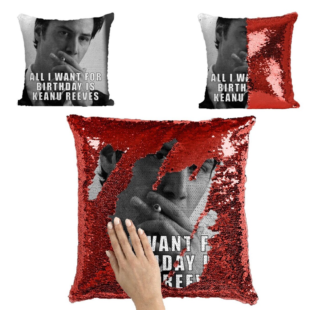 Keanu Reeves Sequin Pillow Keanu Reeves Home Decor Keanu - Etsy