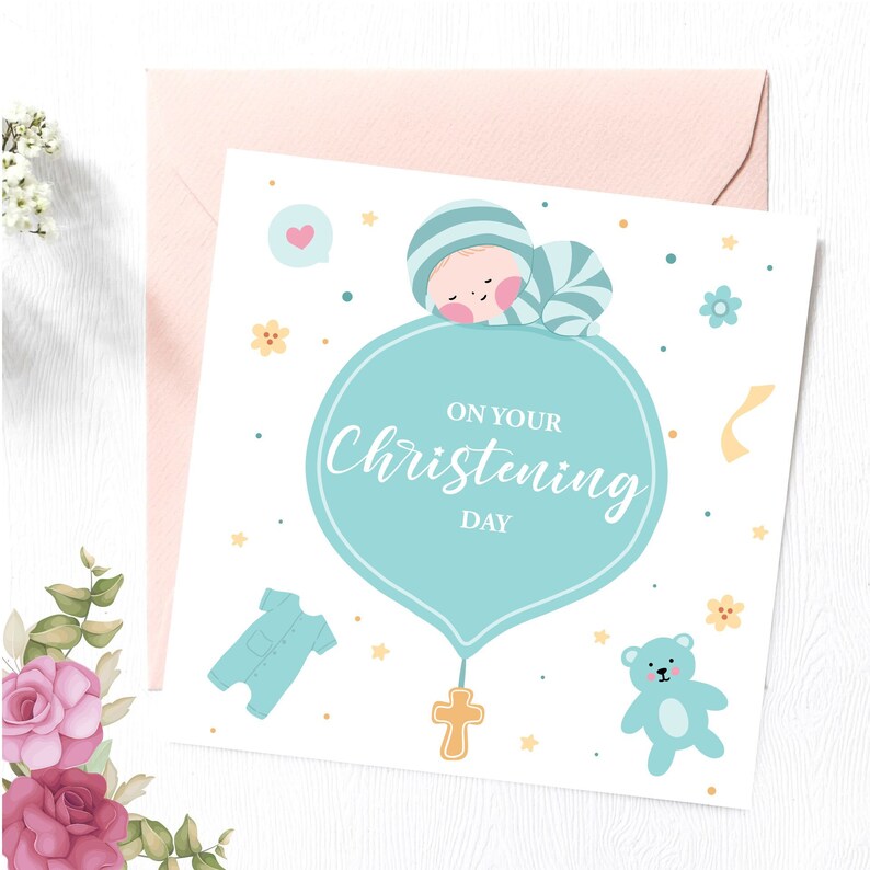Digital Christening Card | Boy Christening Card | Christening | Baptism ...