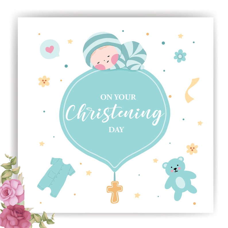 Digital Christening Card | Boy Christening Card | Christening | Baptism ...