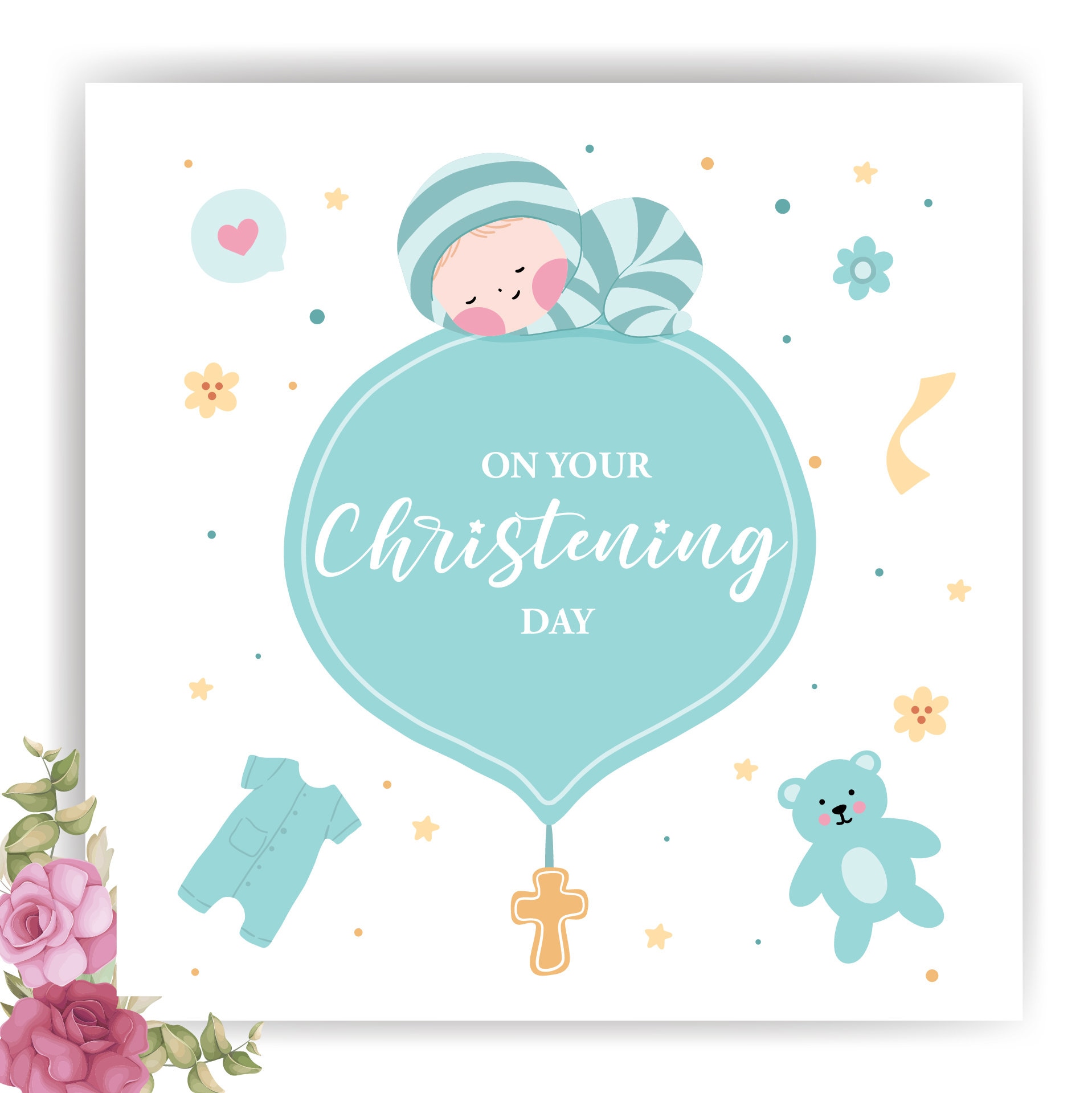 Digital Christening Card | Boy Christening Card | Christening | Baptism ...