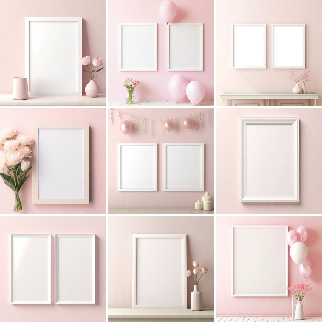 18 Frames Mock-ups, Pink Frames Mockup, Frame Mockup, Mock up Bundle ...