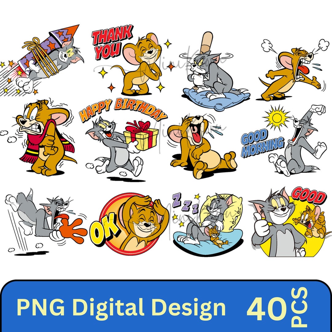 Tom & Jerry Emotes Digital PNG Stickers 40 Pcs PNG - Etsy Canada
