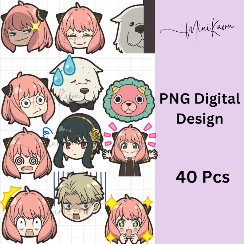 Spy X Family Anime Emotes Digital PNG Stickers 40 Pcs PNG - Etsy Hong Kong