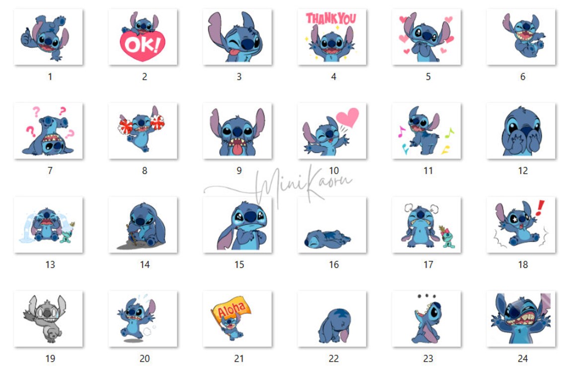 Stitch Emotes Digital GIF Stickers 24 Pcs - Etsy Canada