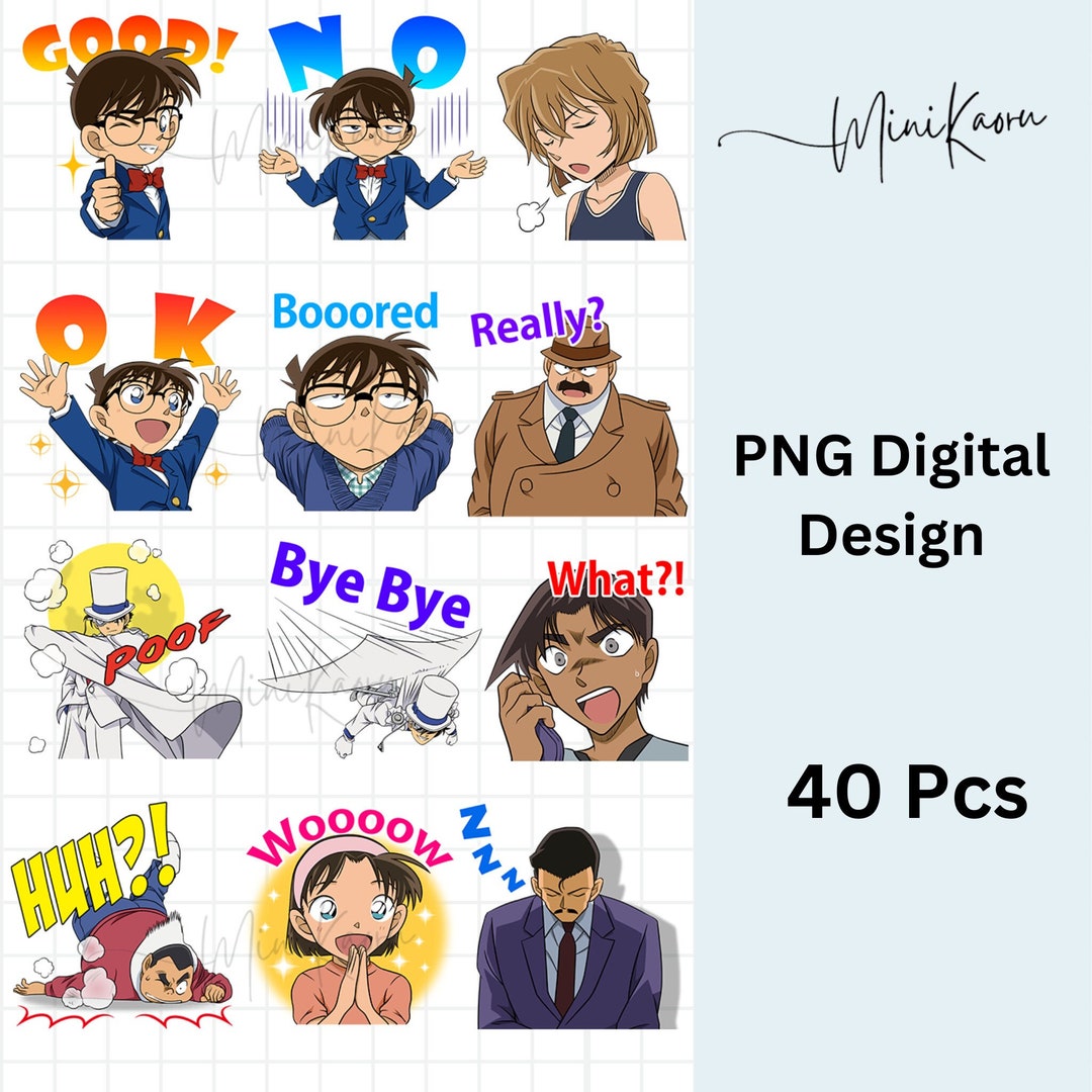 Detective Conan Anime Emotes Digital PNG Stickers - Etsy