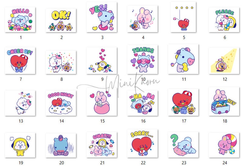 Kpop BTS BT21 Emotes Series 2 Digital PNG and GIF Stickers Only - Etsy