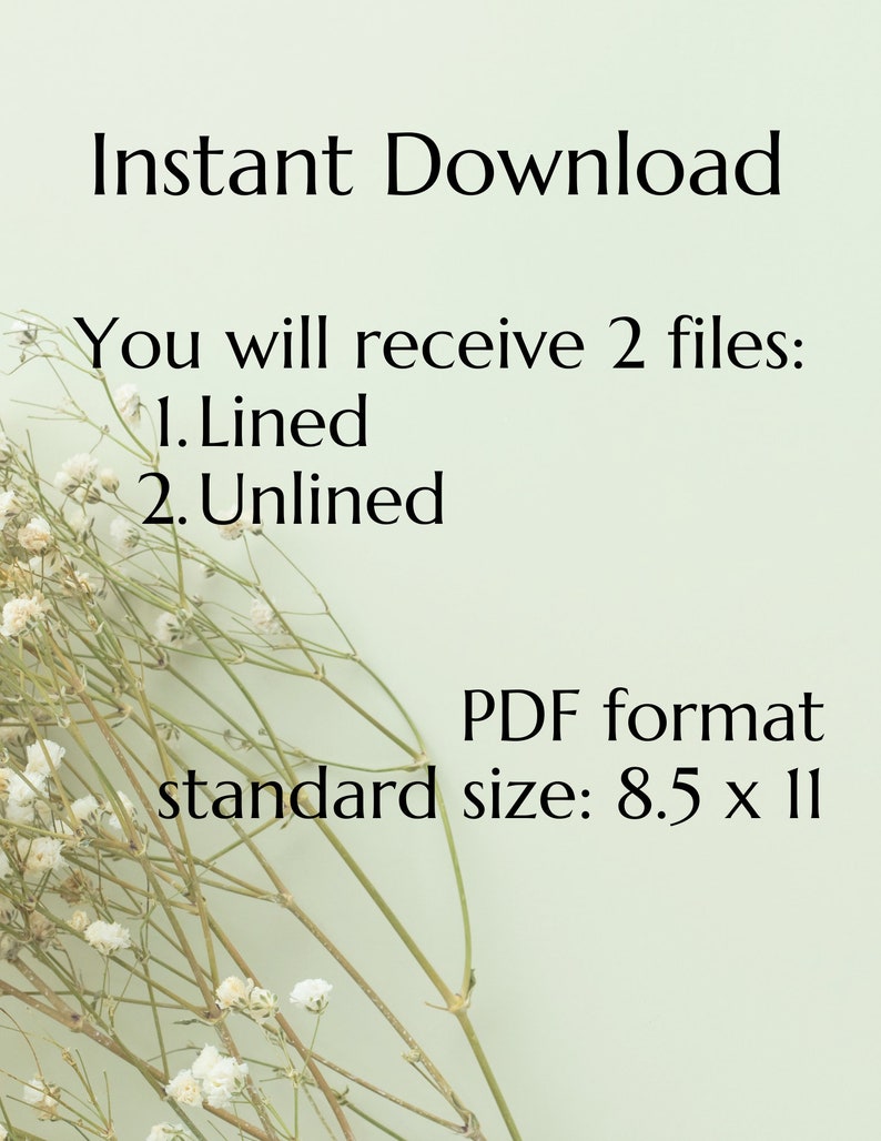 Sage Green Printable Stationery: Lined & Unlined Elegant Paper (instant ...
