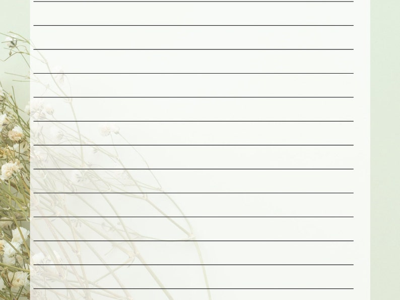Sage Green Printable Stationery: Lined & Unlined Elegant Paper (instant ...