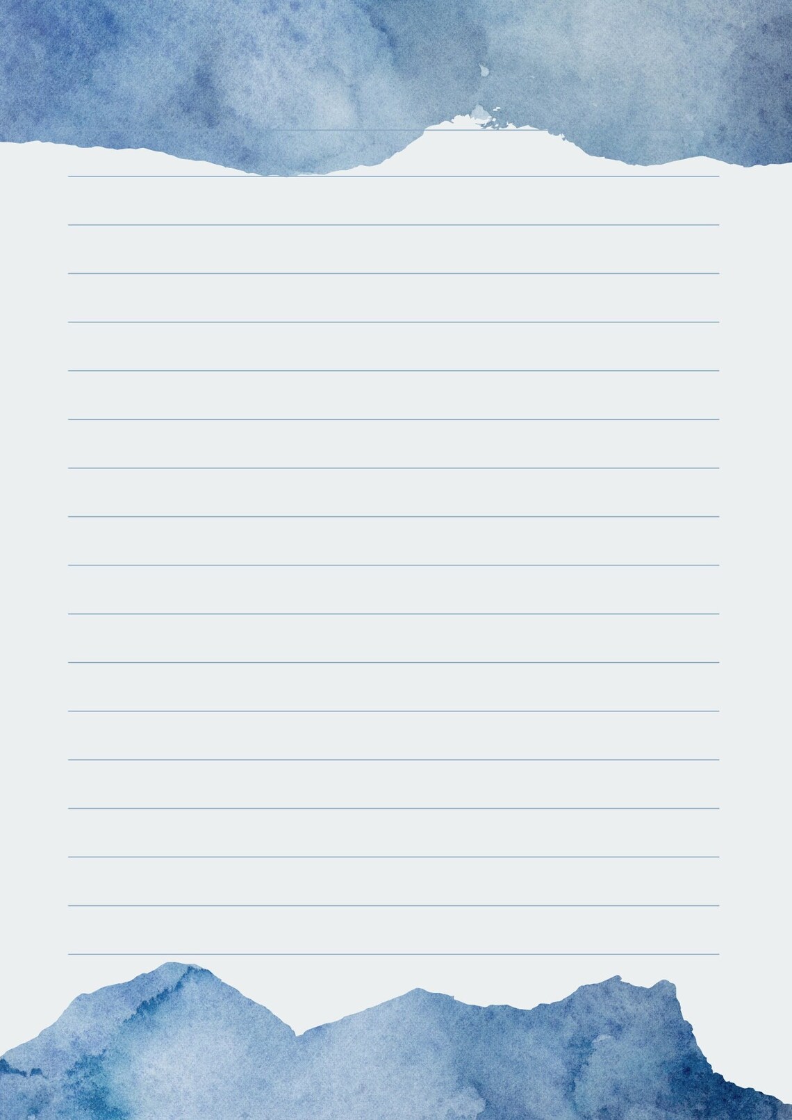 Blue Watercolor Stationary/printable Letter/note/writing Paper ...