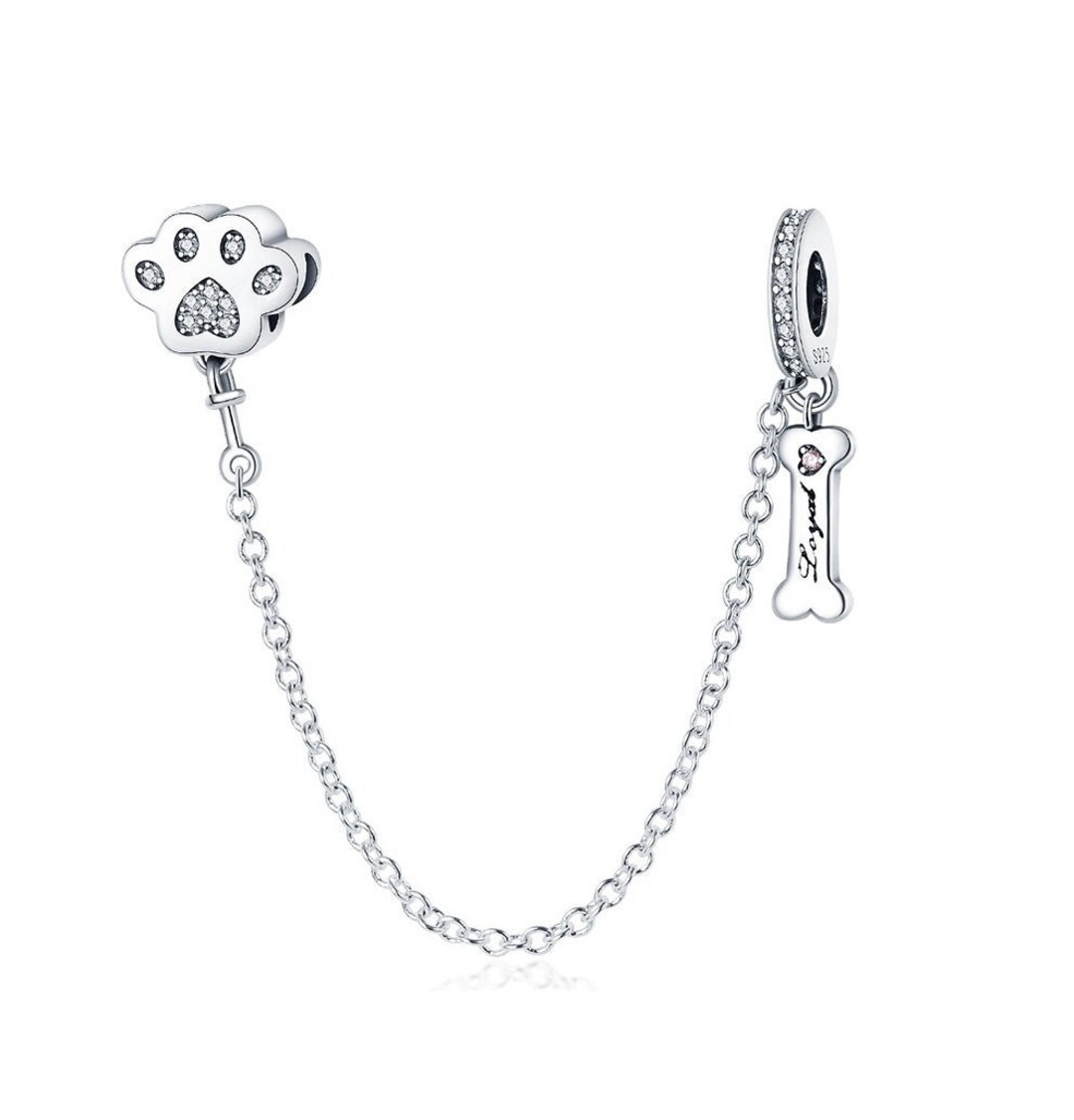 Loyal Dog Paw Best Friend Bone Safety Chain Bracelet Compatible Pandora ...