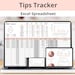 Tips Tracker Excel Spreadsheet, Tips Tracking for Business, Daily Tips ...