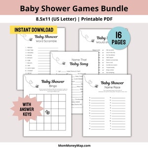 Baby Shower Games Printable PDF, Baby Shower Party Games, Baby Shower ...