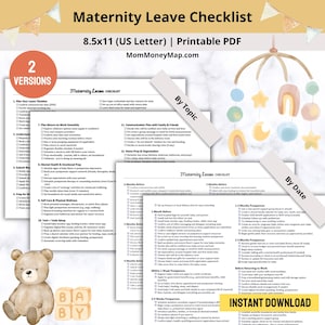Maternity Leave Checklist Printable PDF, Maternity Leave Preparation to ...
