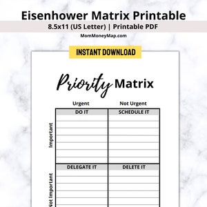 Eisenhower Matrix Printable PDF, Work Priority Matrix, Priority List ...