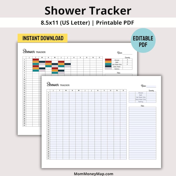 Shower Log Template - Etsy