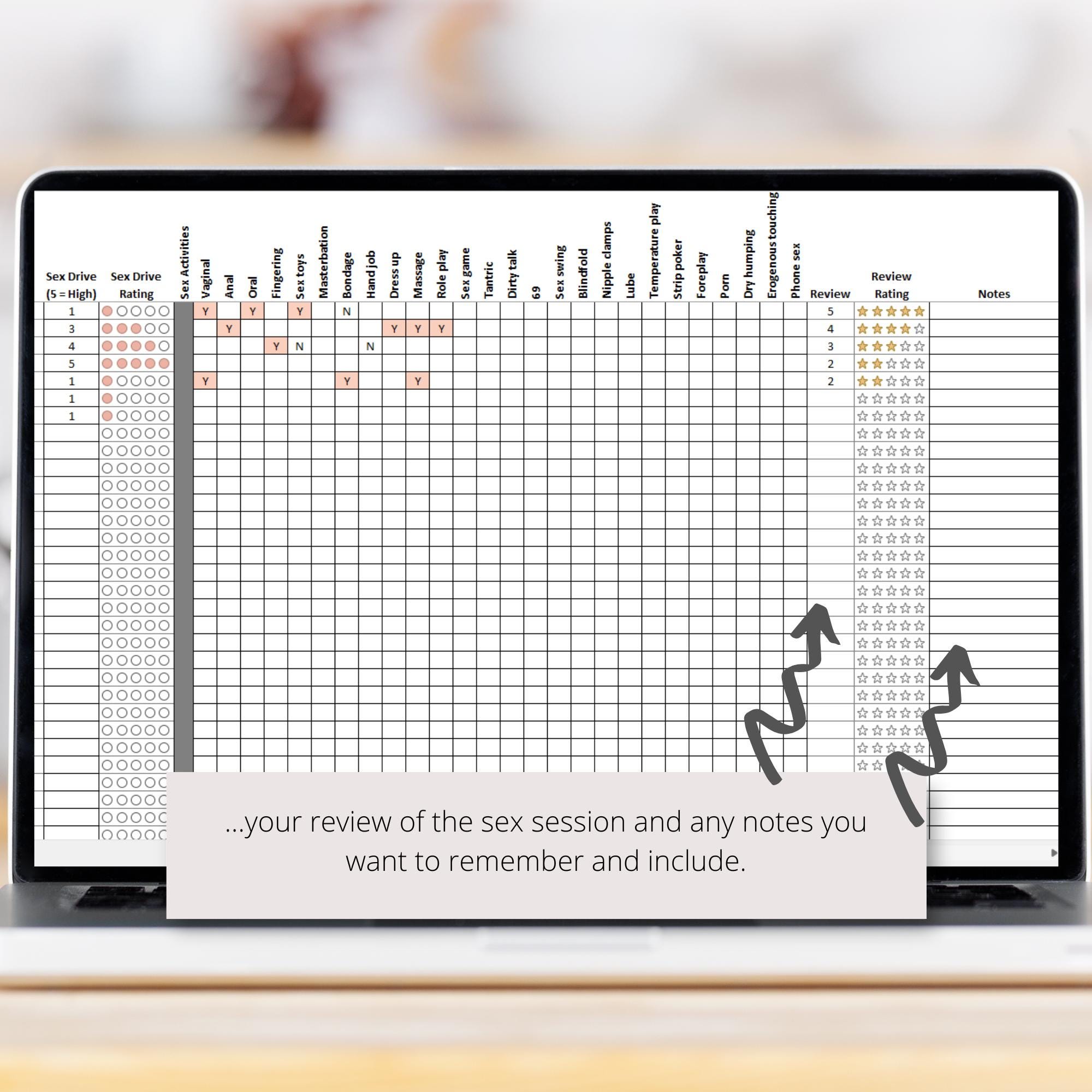 Sex Tracker Excel Spreadsheet Template Track Sex Safe Sex Tracker Sexual Activity Tracker