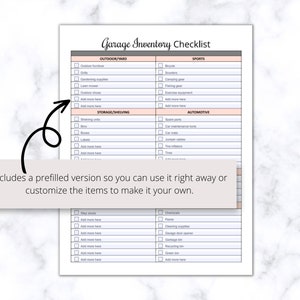 Garage Inventory Checklist Printable PDF, Garage Decluttering Guide ...