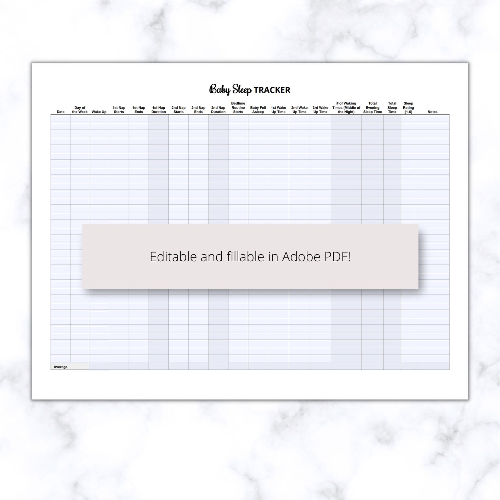 Baby Sleep Tracker Printable PDF, Newborn Sleep Schedule Tracker, Baby ...