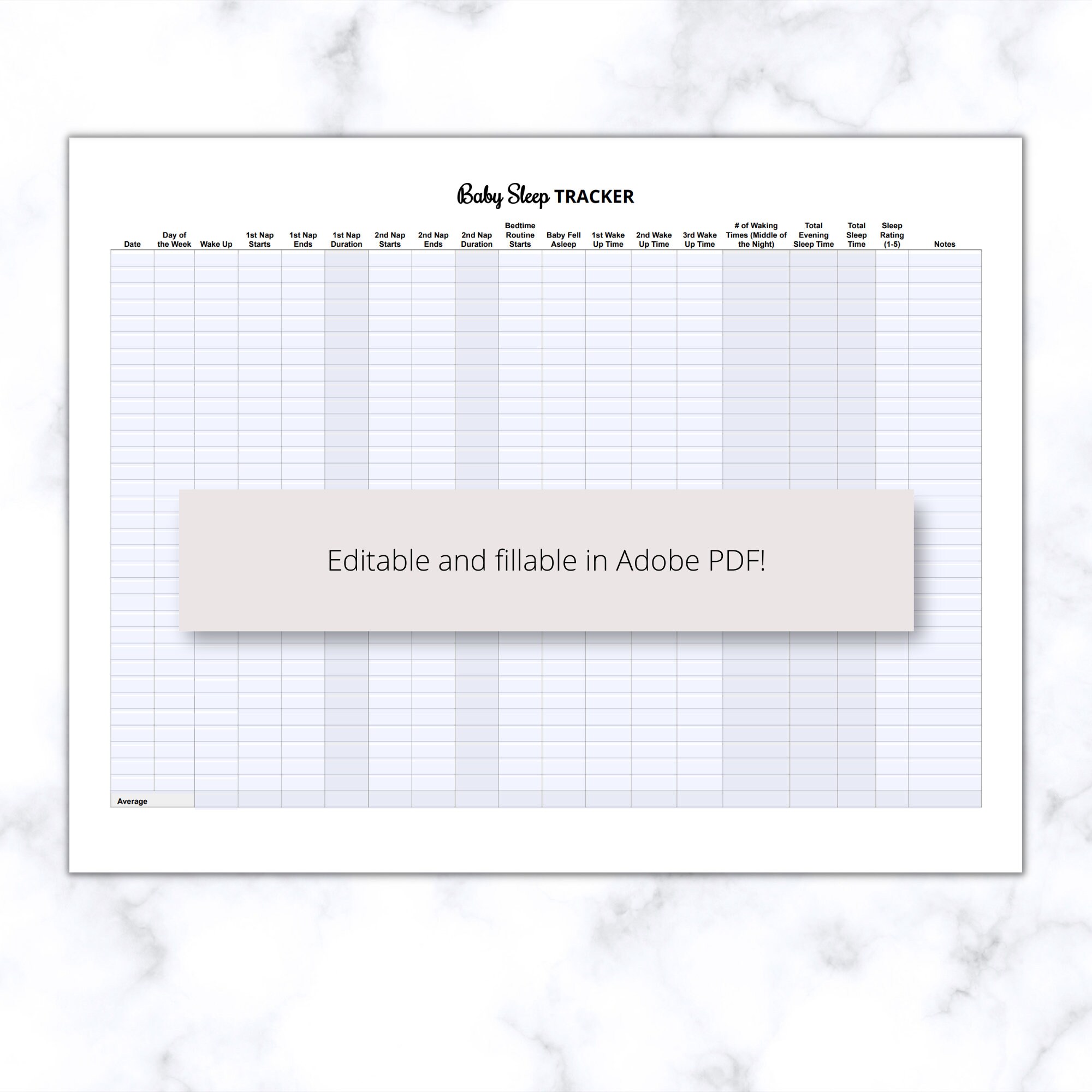 Baby Sleep Tracker Printable PDF, Newborn Sleep Schedule Tracker, Baby ...