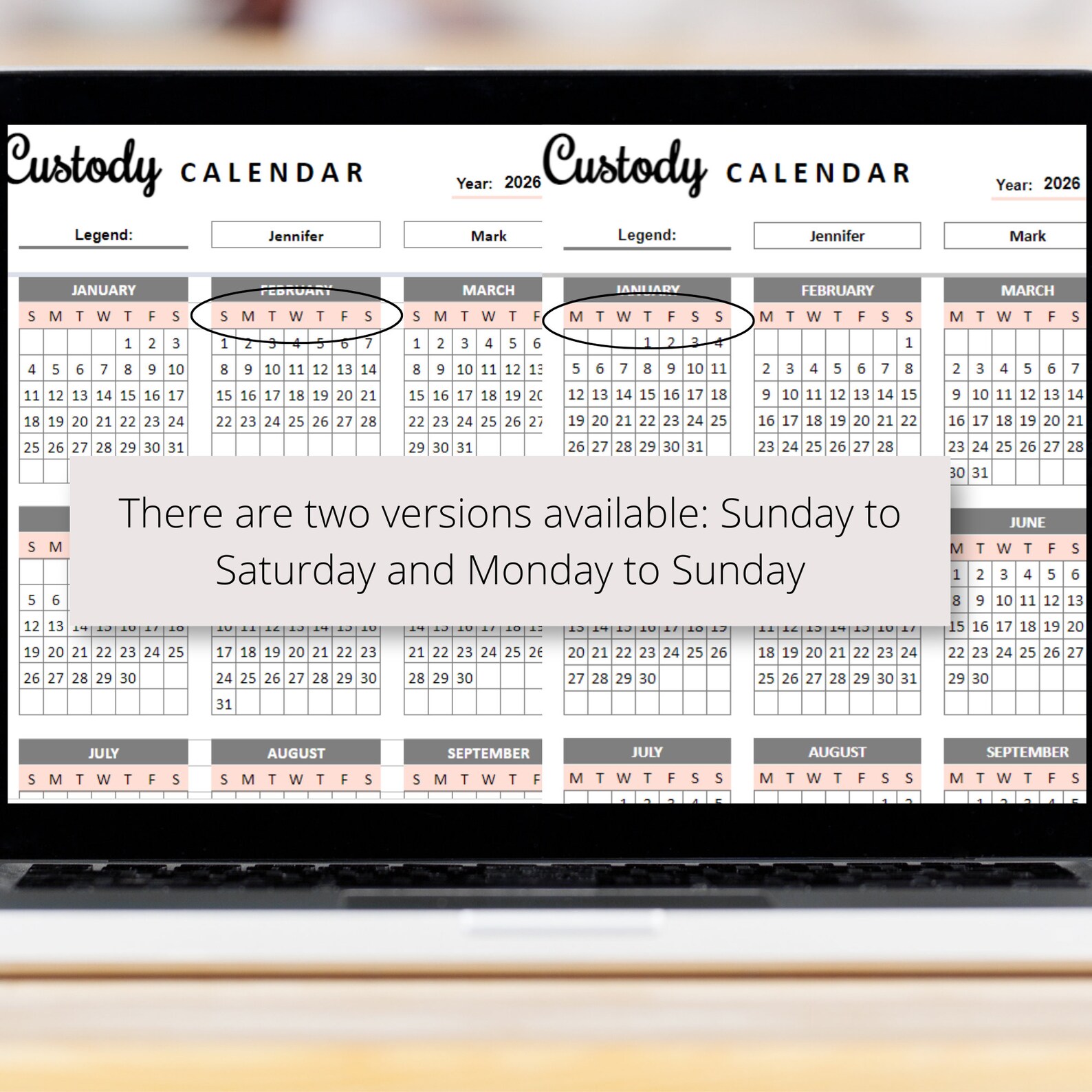 Co-parenting Calendar With Child's Information Google Sheets ...