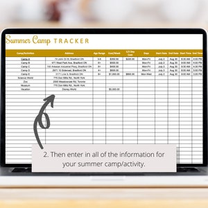 Summer Camp Planner Google Sheets Spreadsheet (14 Weeks), Summer Camp ...