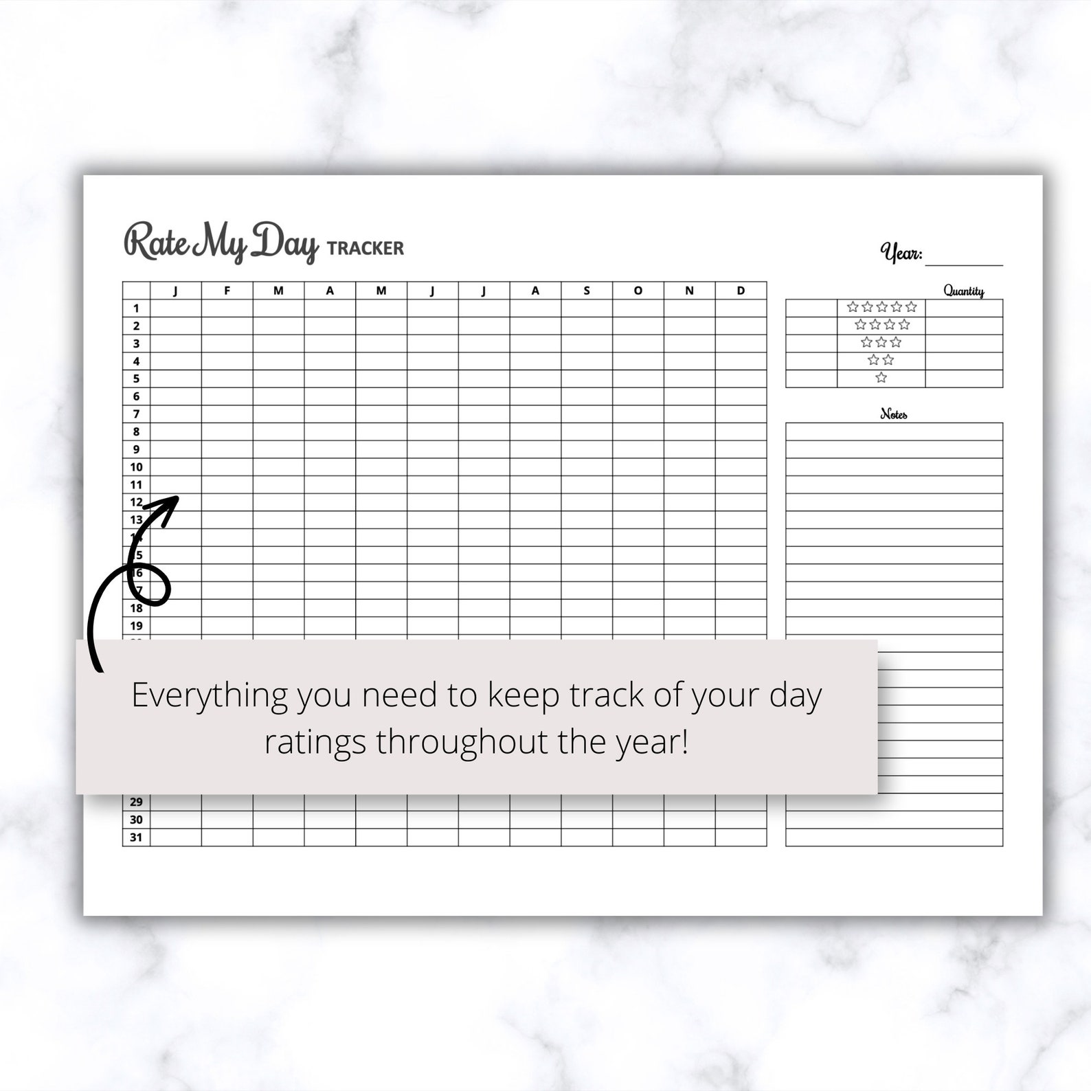Rate My Day Tracker Printable PDF, Daily Self-reflection Printable ...