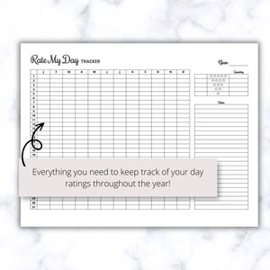 Rate My Day Tracker Printable PDF, Daily Self-reflection Printable ...