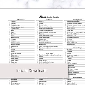 Master Cleaning List Printable PDF Cleaning Checklist for - Etsy