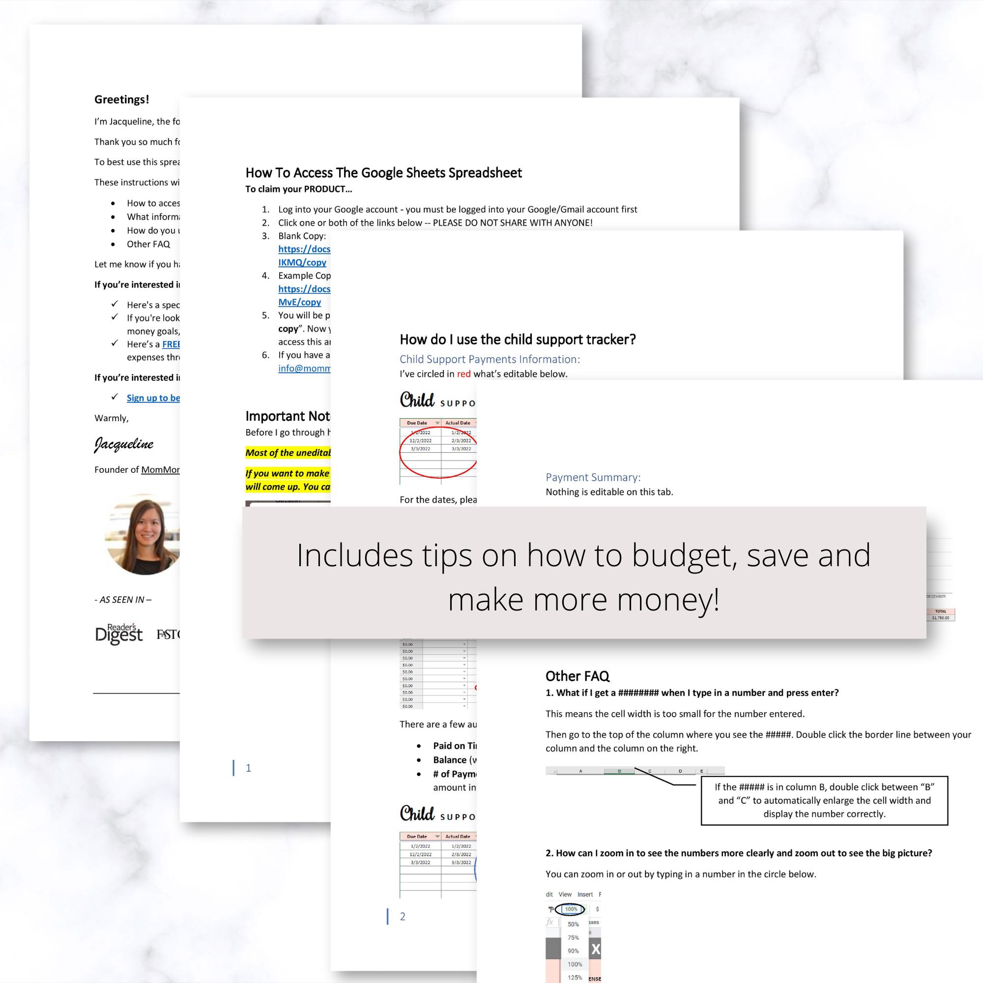 Child Support Payment Tracker Google Sheet Spreadsheet, Child Expense ...