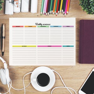 Kids Weekly Schedule Printable PDF, Kids Weekly Planner, Editable Kids ...