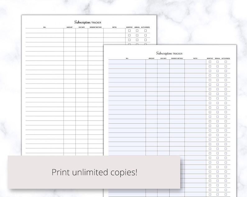Subscription Tracker Printable PDF, Track Your Monthly Subscriptions ...