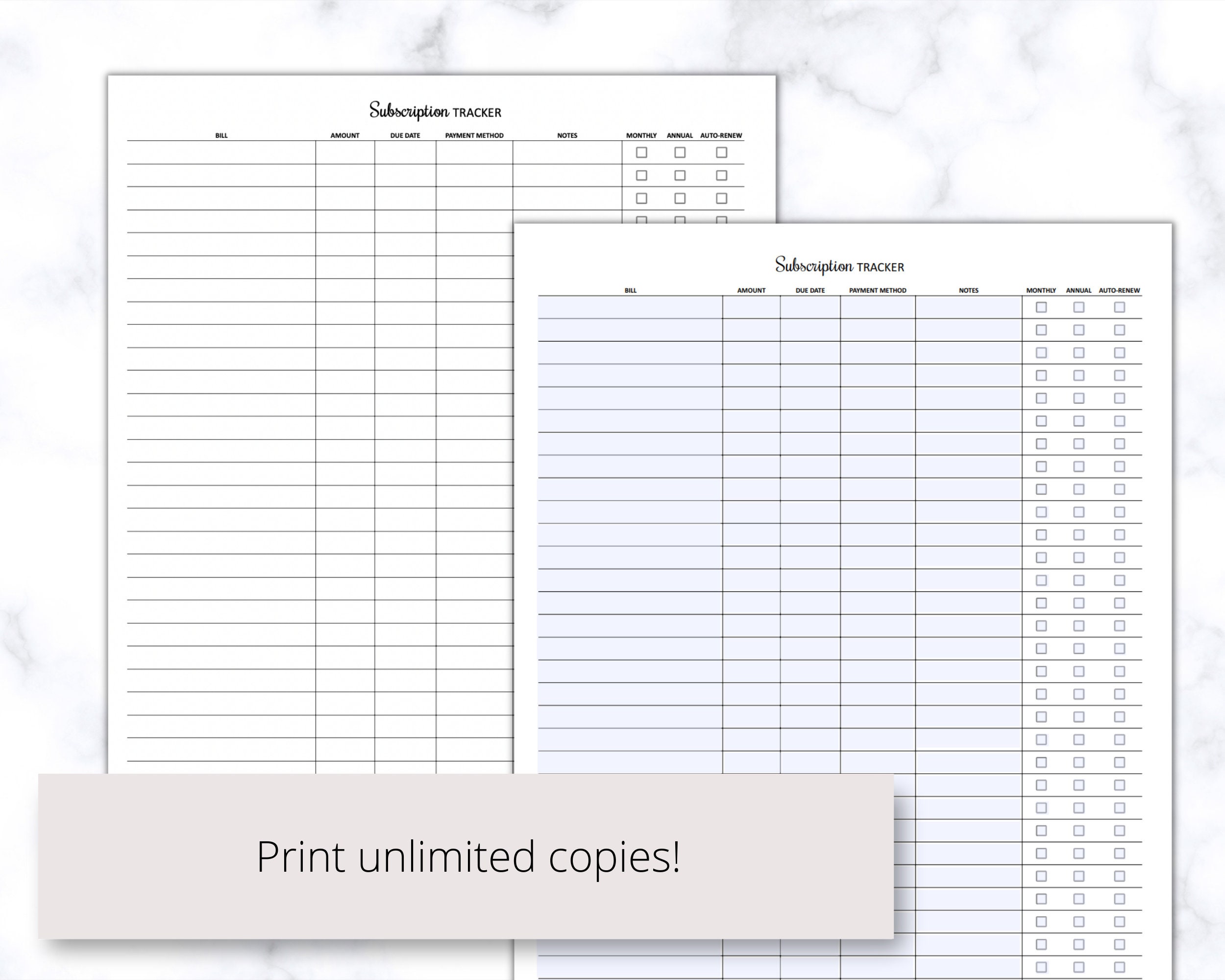 Subscription Tracker Printable PDF, Track Your Monthly Subscriptions ...