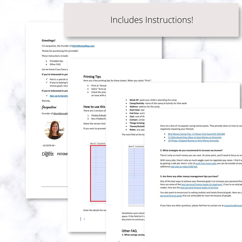 Summer Camp Planner Printable PDF, Summer Camp Organizer, Camp ...