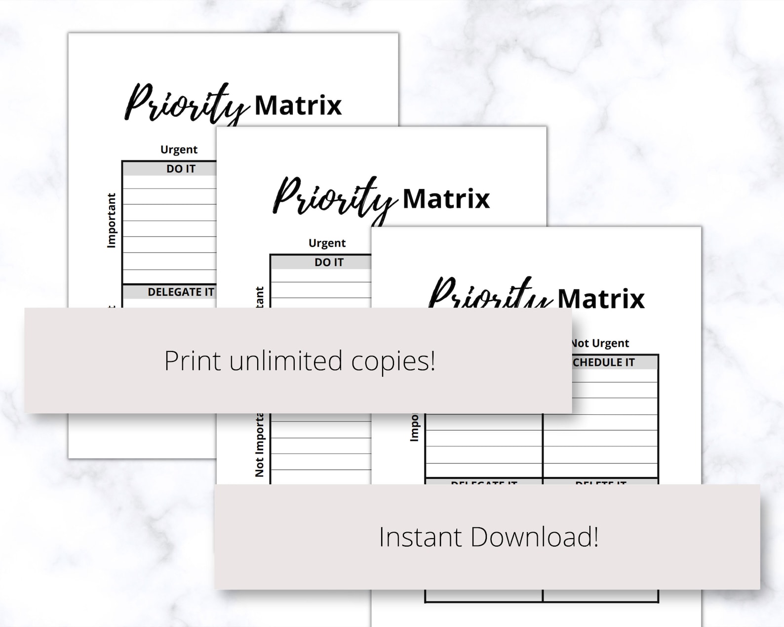Eisenhower Matrix Printable PDF, Work Priority Matrix, Priority List ...
