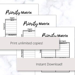 Eisenhower Matrix Printable PDF, Work Priority Matrix, Priority List ...