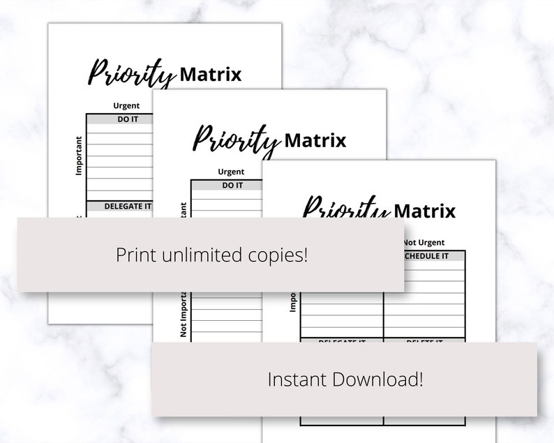 Eisenhower Matrix Printable PDF, Work Priority Matrix, Priority List ...
