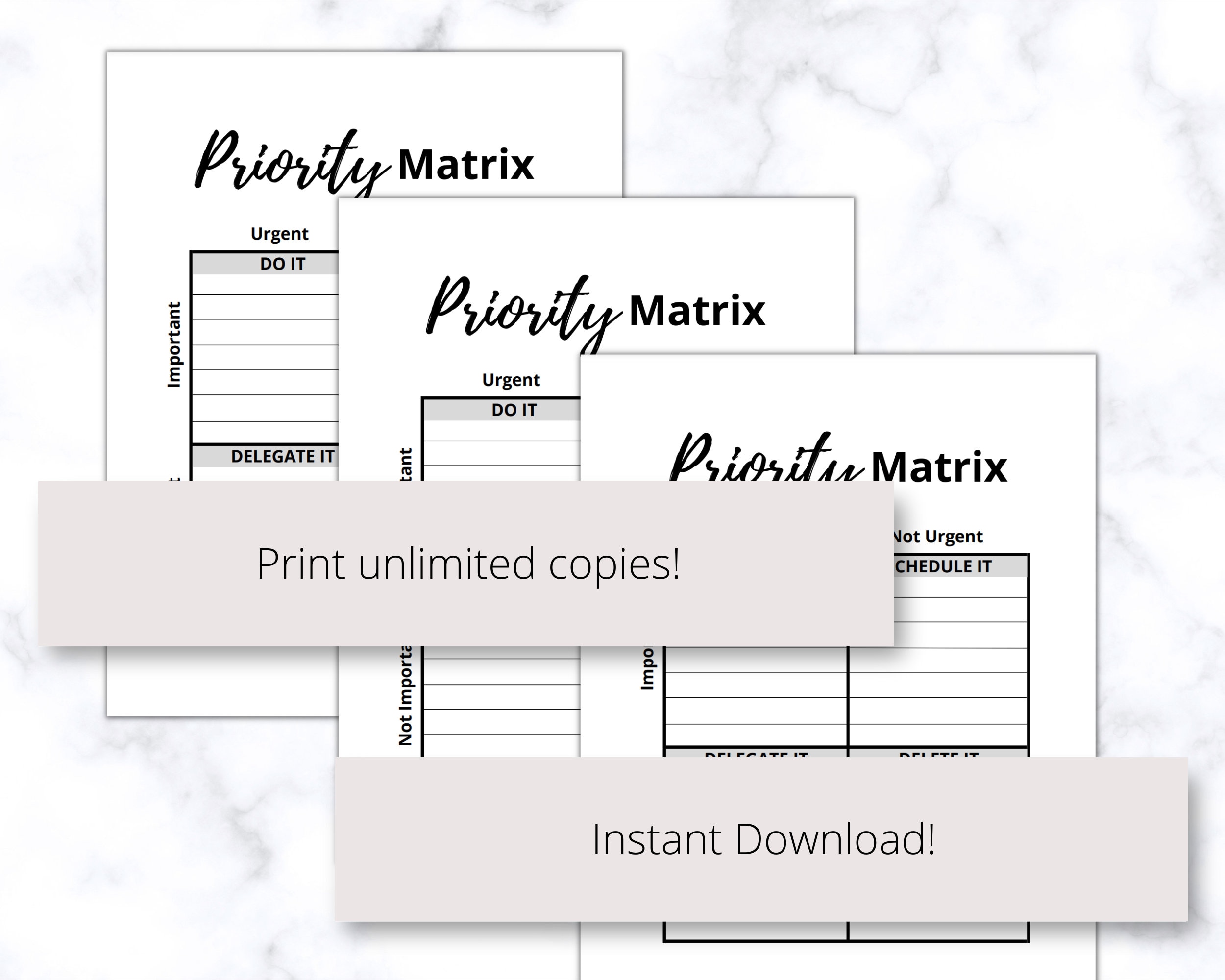 Eisenhower Matrix Printable PDF, Work Priority Matrix, Priority List ...