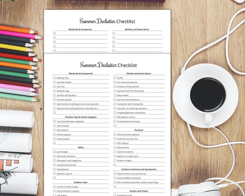 Summer Declutter Checklist Printable PDF, Summer Decluttering Guide ...