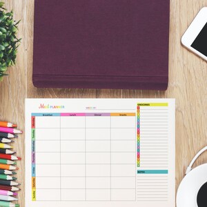 Multi-color Meal Planner Printable PDF, Weekly Meal Planner, Menu ...