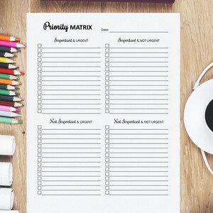 Priority Matrix Printable PDF, Eisenhower Matrix PDF Template, Priority ...