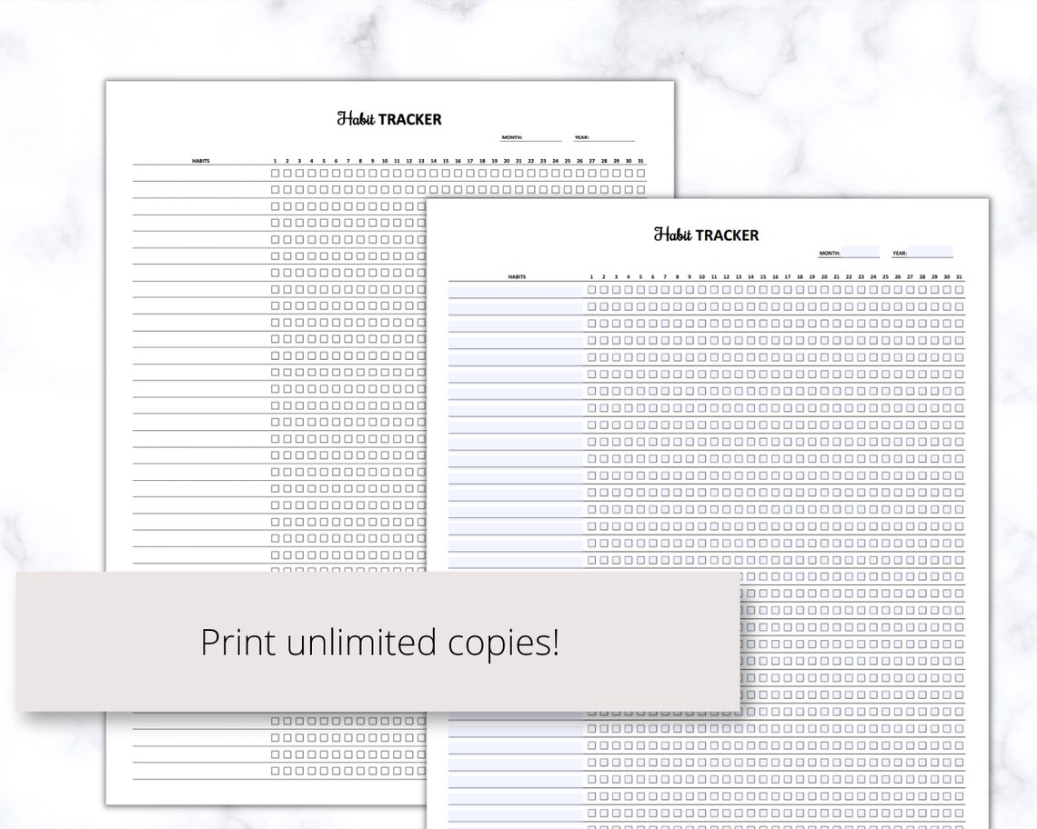 Habit Tracker Printable PDF, Editable Habit List, Habit Trainer, 30 Day ...