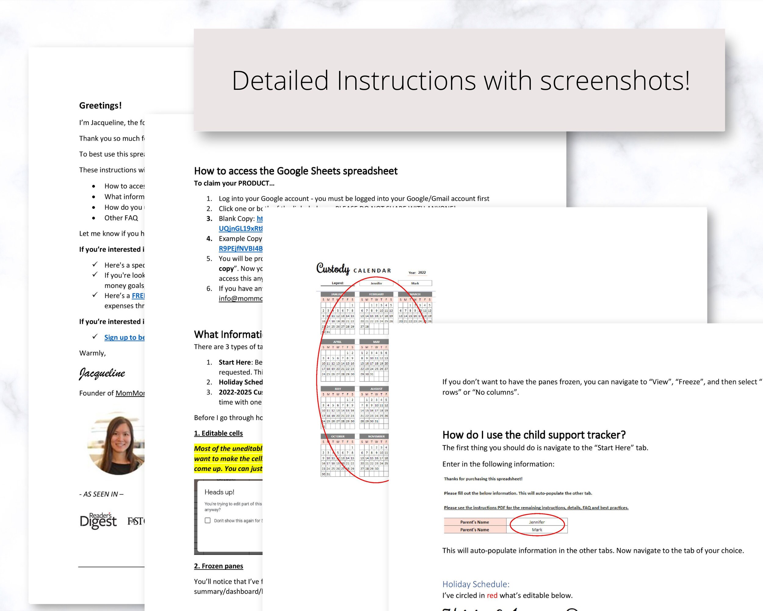 Co-parenting Calendar Google Sheets Spreadsheet Co Parenting - Etsy